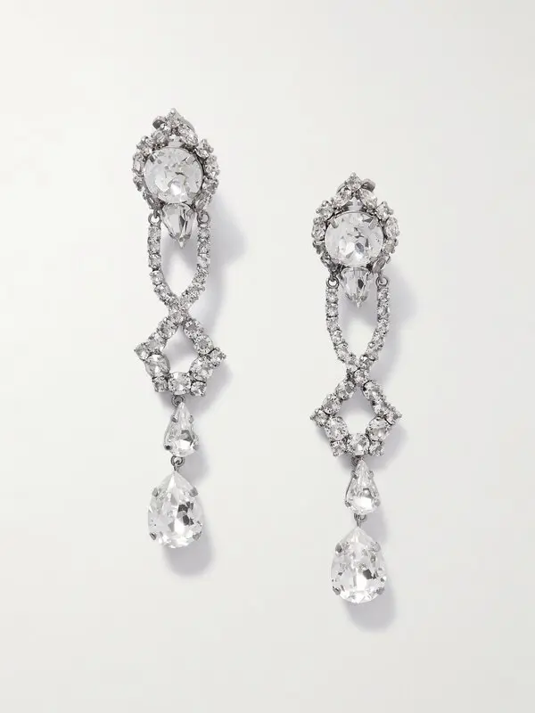 Balenciaga Palazzo -tone Crystal Drop Earrings - Silver