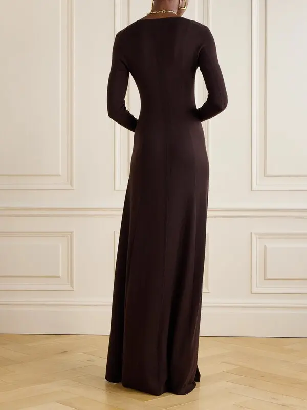 tom ford brown dress Tom Ford Striped Belted Maxi Dress