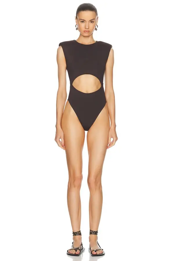Alaïa Cutout One Piece Swimsuit - Chocolate