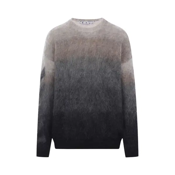 Off-White Diag Brushed Knit Crew 'dark Sand/black