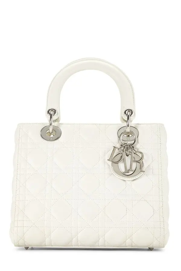 Dior Cannage Quilted Lambskin Lady - White