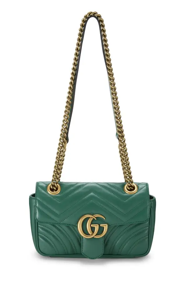 Gucci Leather Gg Marmont Shoulder Bag - Green