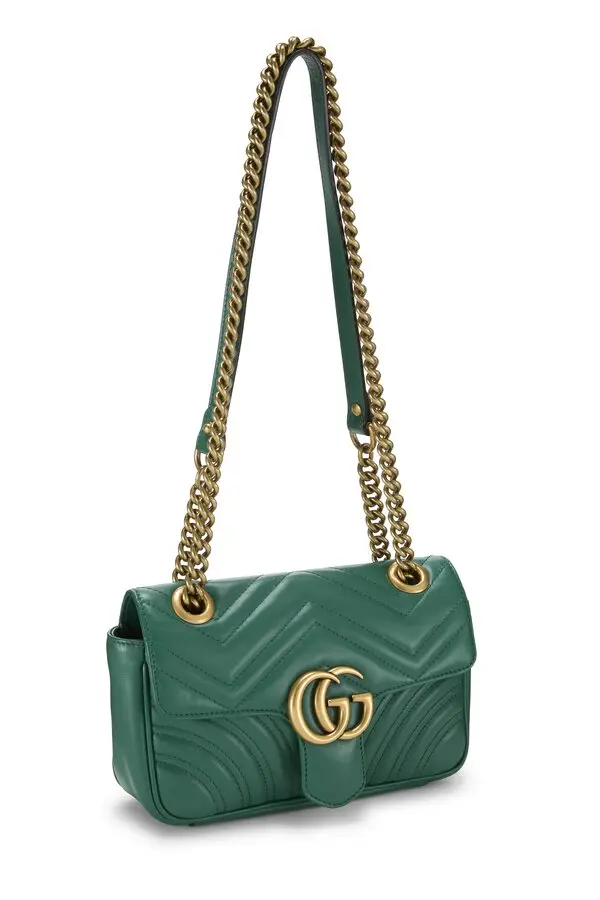 Gucci Leather Gg Marmont Shoulder Bag - Green