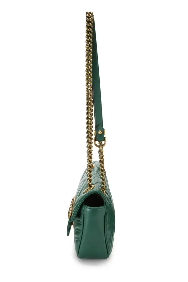 Gucci Leather Gg Marmont Shoulder Bag - Green