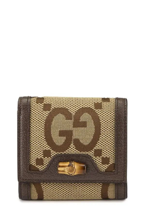 Gucci Jumbo Gg Canvas Diana Compact Wallet - Brown