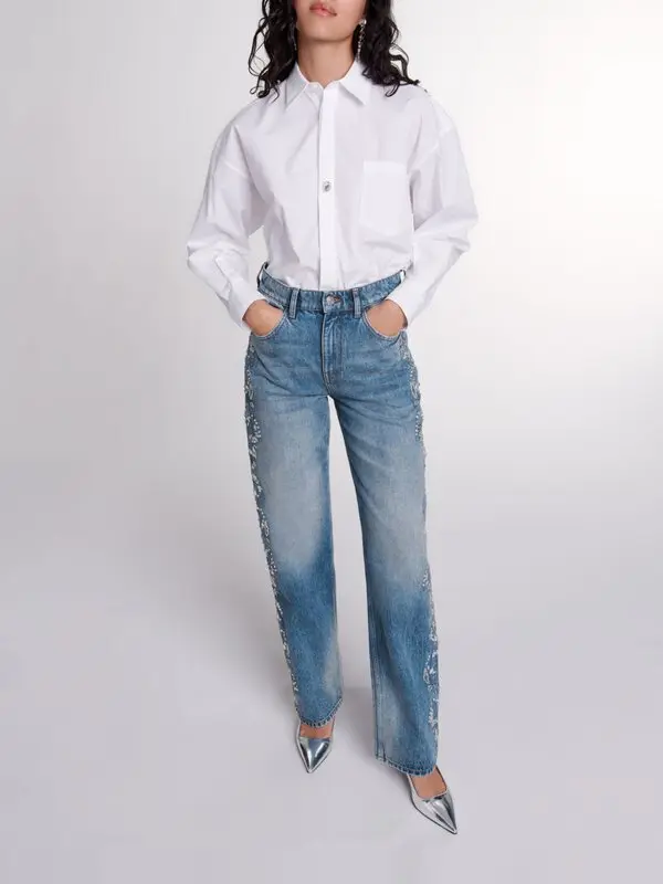 Maje Cotton Embroidered Jeans