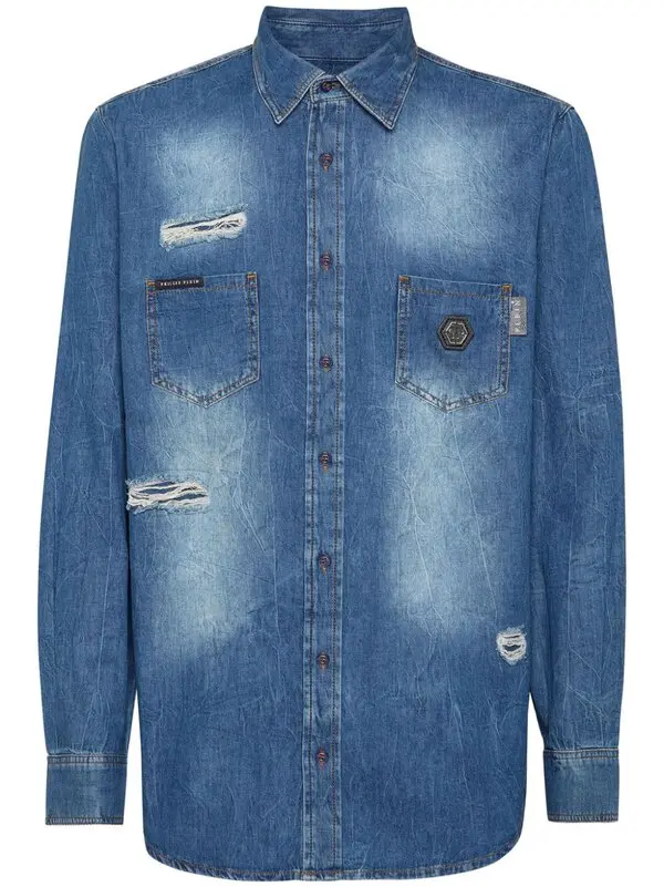 Philipp Plein Distressed-effect Denim Shirt