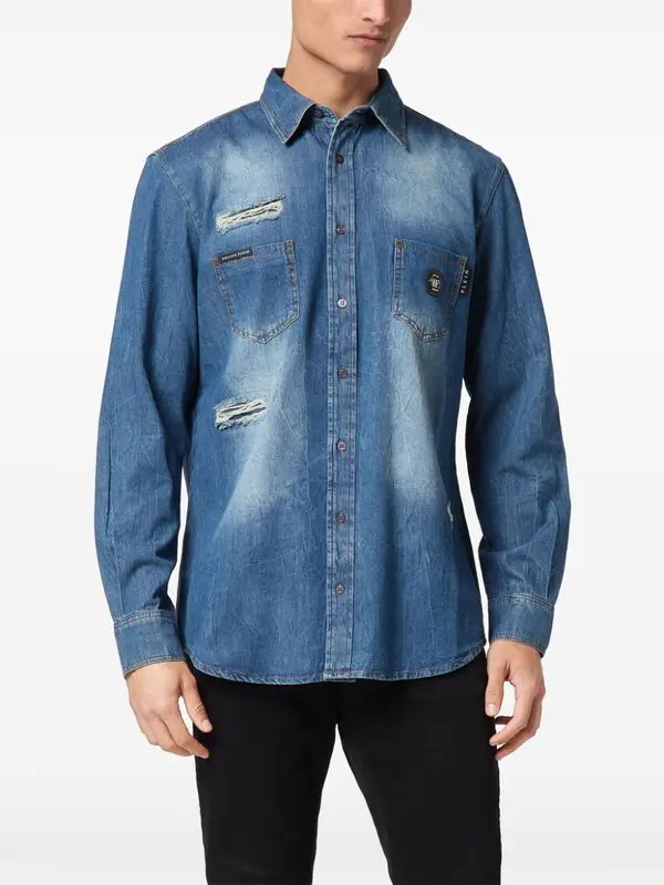 Philipp Plein Distressed-effect Denim Shirt