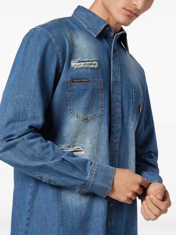 Philipp Plein Distressed-effect Denim Shirt