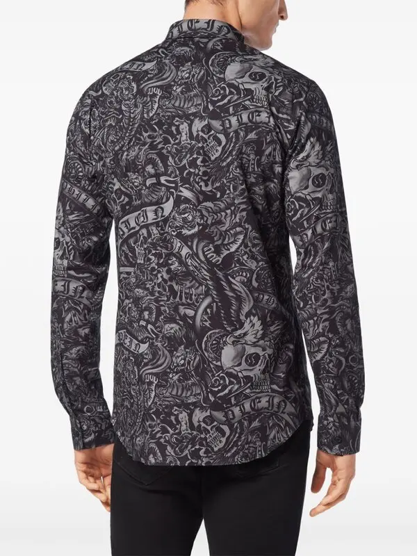Philipp Plein Tattoo-print Long-sleeve Shirt