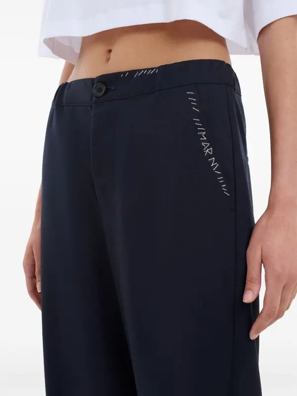 Marni Logo-embroidered Tapered Trousers - Blue