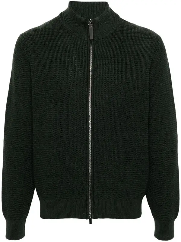 Canali Waffle-knit Wool Cardigan