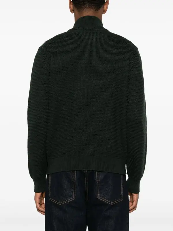 Canali Waffle-knit Wool Cardigan