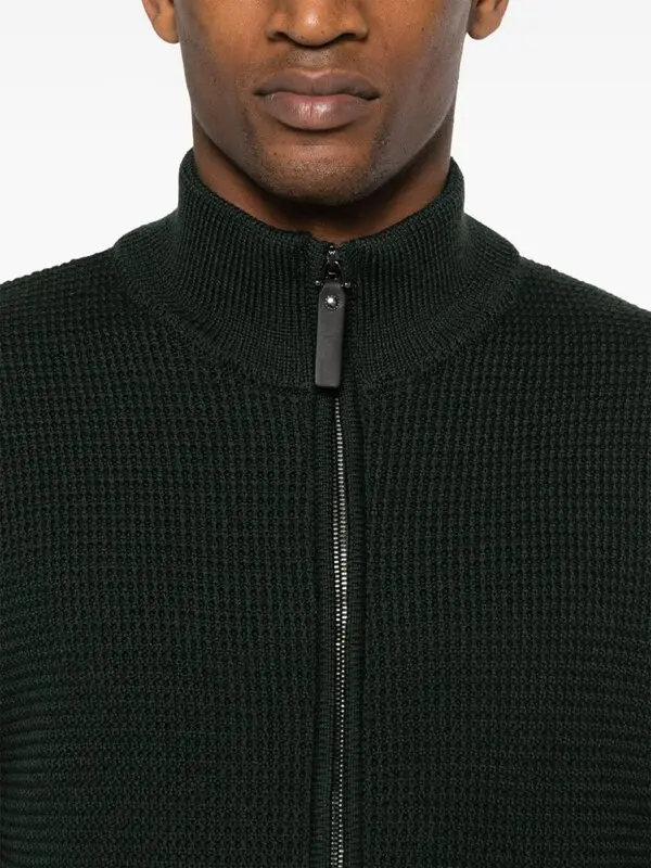 Canali Waffle-knit Wool Cardigan