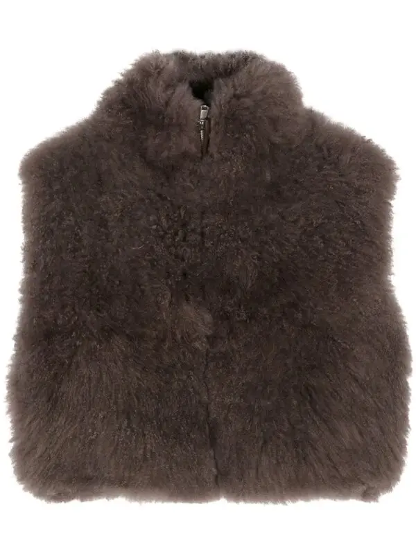LISKA Fur-design Cashmere Gilet - Brown