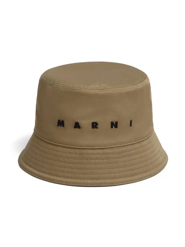 Marni Logo-embroidered Bucket Hat - Neutrals
