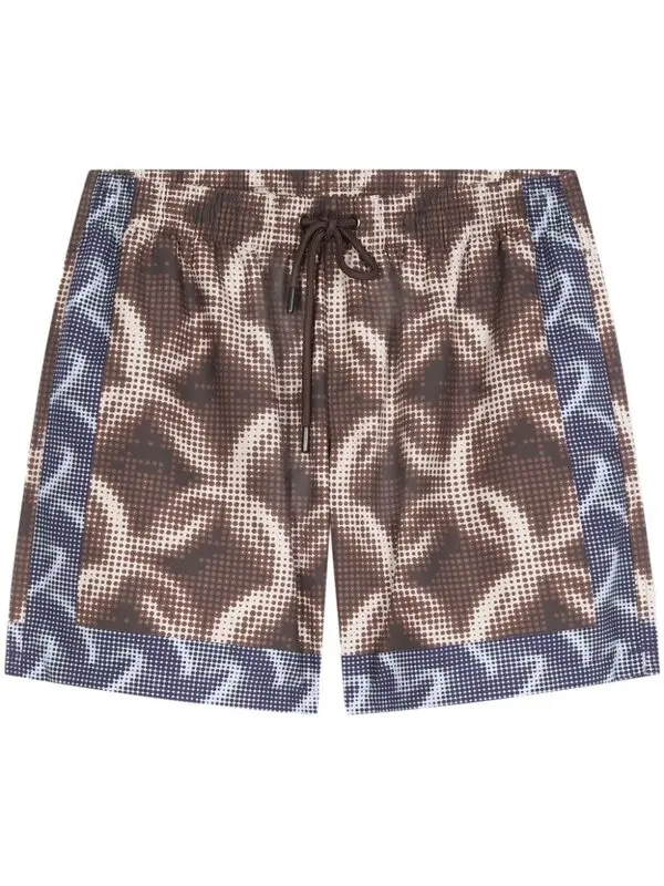 Dries Van Noten Chain-print Swim Shorts - Brown
