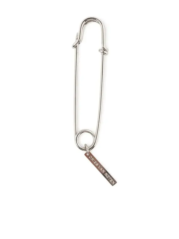 DRIES VAN NOTEN ピンバッジ　ブローチ Dries Van Noten Logo-Engraved Safety-Pin Brooch - Silver