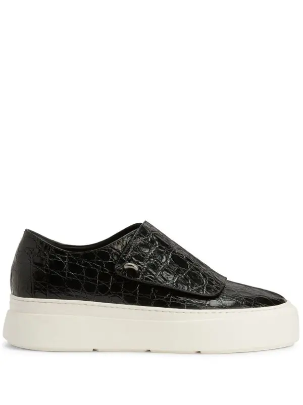 GIUSEPPE ZANOTTI Crocodile-embossed Monk Strap Sneakers