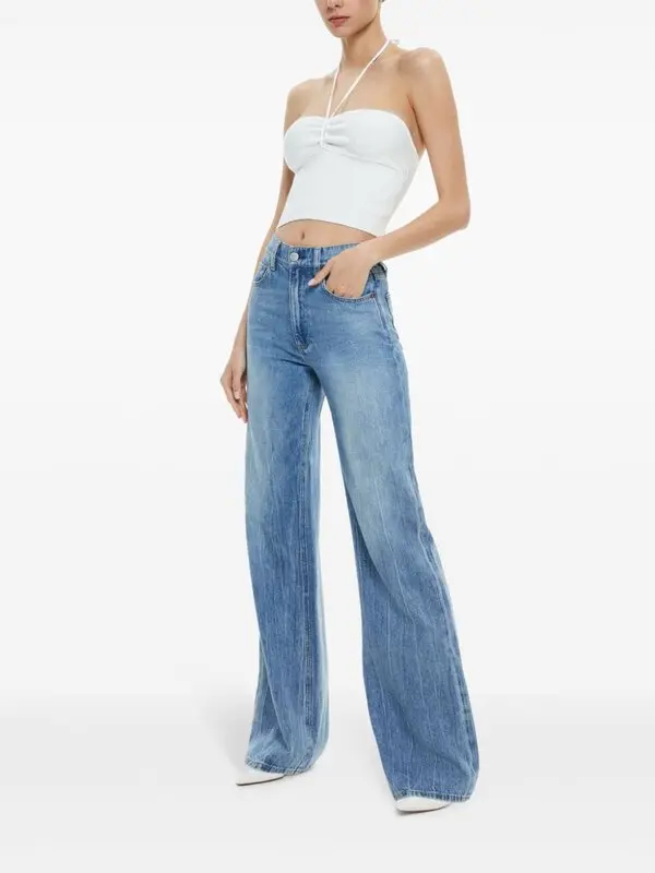 Alice + Olivia Linnie Ribbed-knit Halter Top