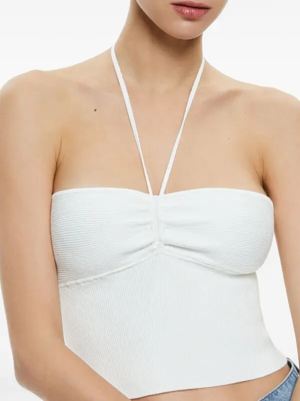 Alice + Olivia Linnie Ribbed-knit Halter Top