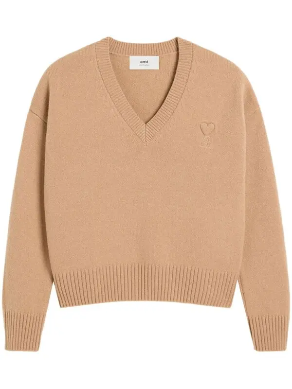 Ami De Coeur V-neck Jumper - Neutrals