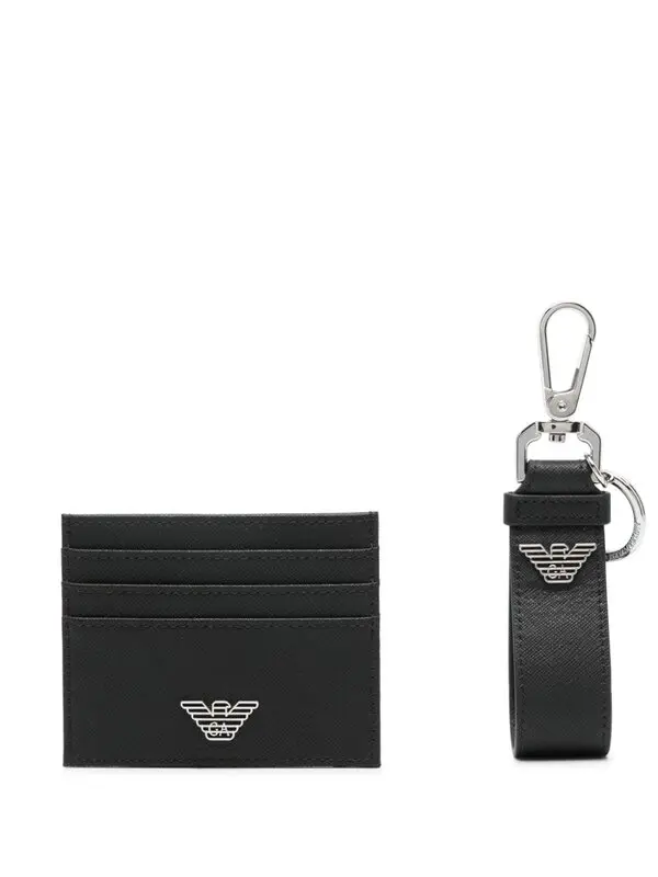 Emporio Armani Logo-plaque Leather Wallet Set - Black