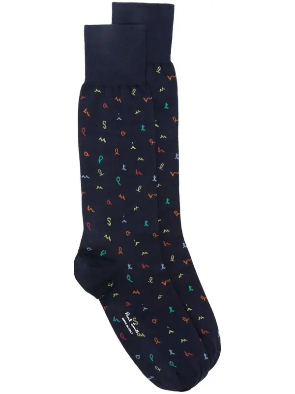 Paul Smith Letters Intarsia-knit Socks - Blue