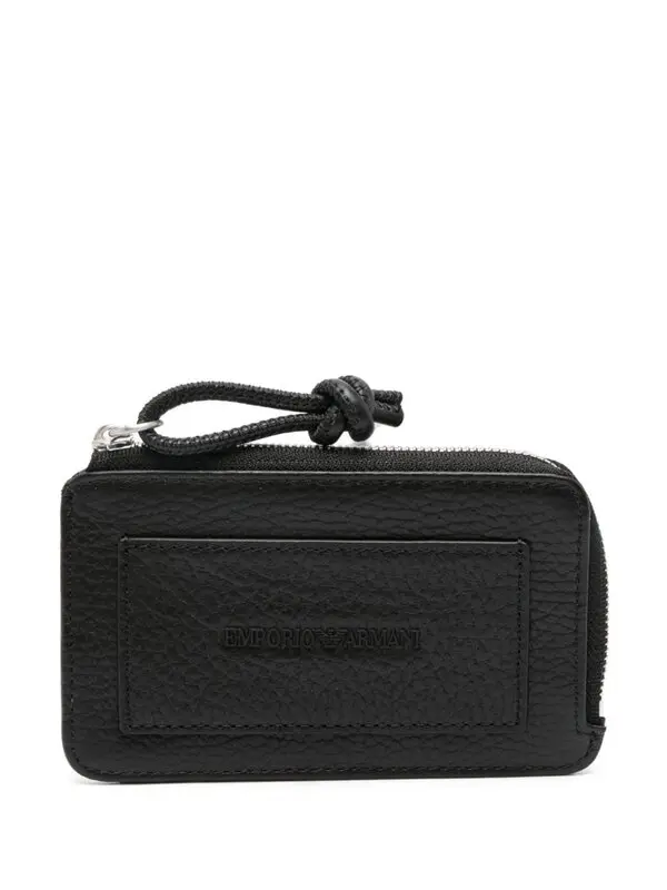 Emporio Armani Logo Plaque Leather Wallet - Black
