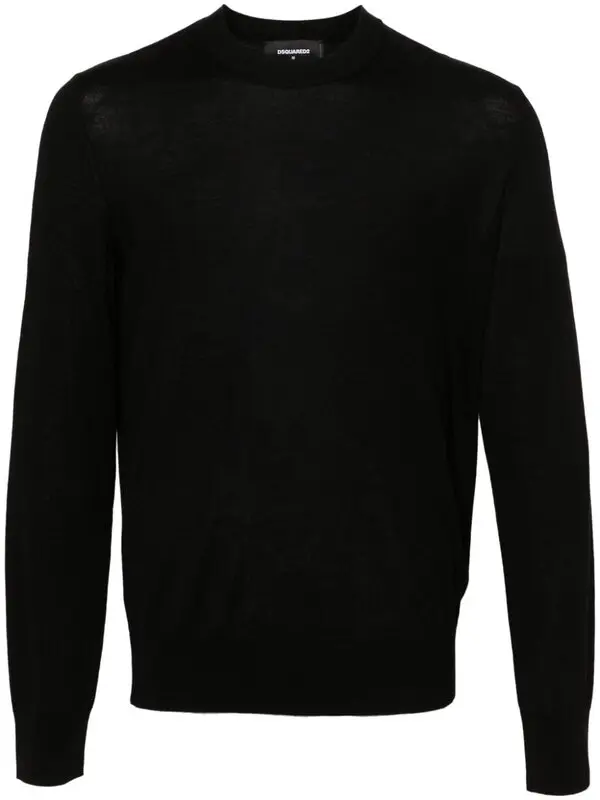 Dsquared2 Logo-embroidered Virgin Wool Jumper - Black