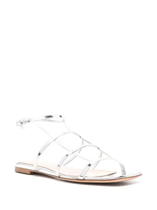 GIANVITO ROSSI Metallic Leather Flat Sandals