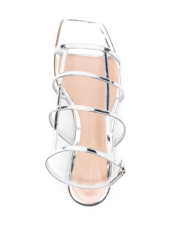 GIANVITO ROSSI Metallic Leather Flat Sandals