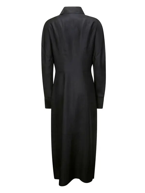 chinese dress ladies Anais Long Sleeve Silk Shirt Dress in Black – Object & Dawn main image 0