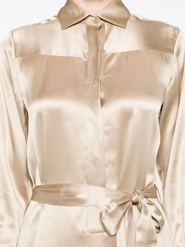 Kiton Classic-collar Silk Shirt Dress