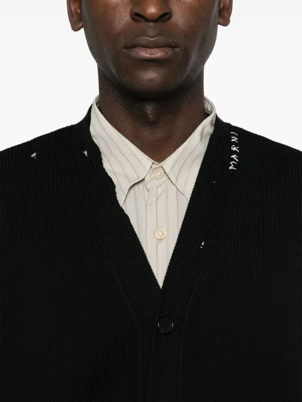 Marni V-neck Cotton Cardigan - Black