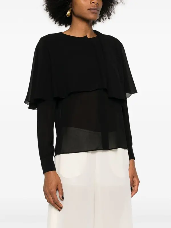 Chloé Cape-attachment Silk Shirt - Black
