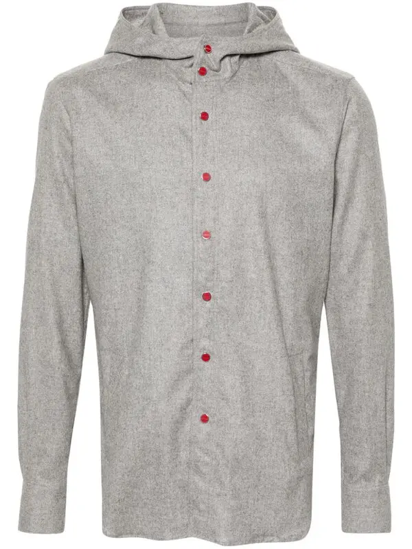 Kiton Mariano Flannel Hooded Shirt - Grey