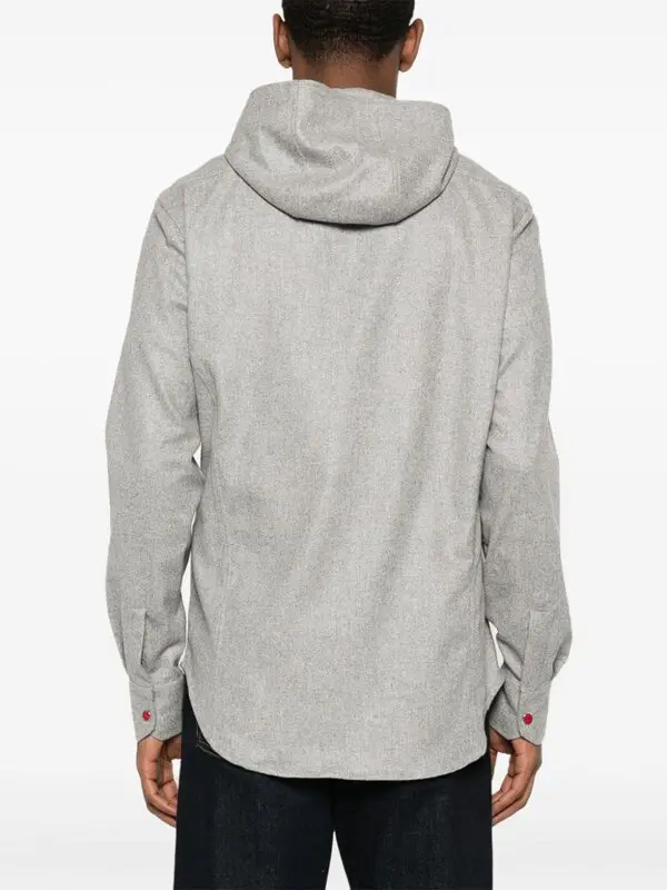 Kiton Mariano Flannel Hooded Shirt - Grey