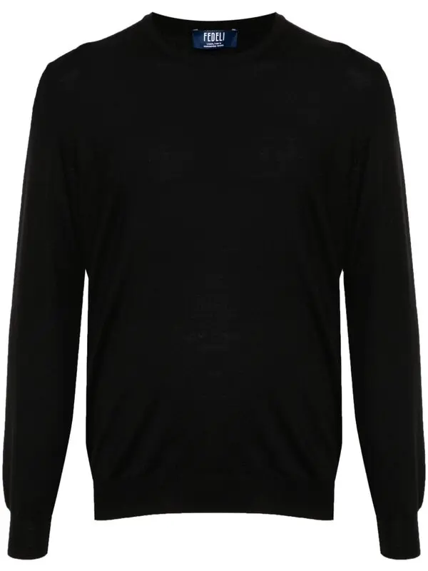 Fedeli Fine-knit Virgin-wool Jumper - Black