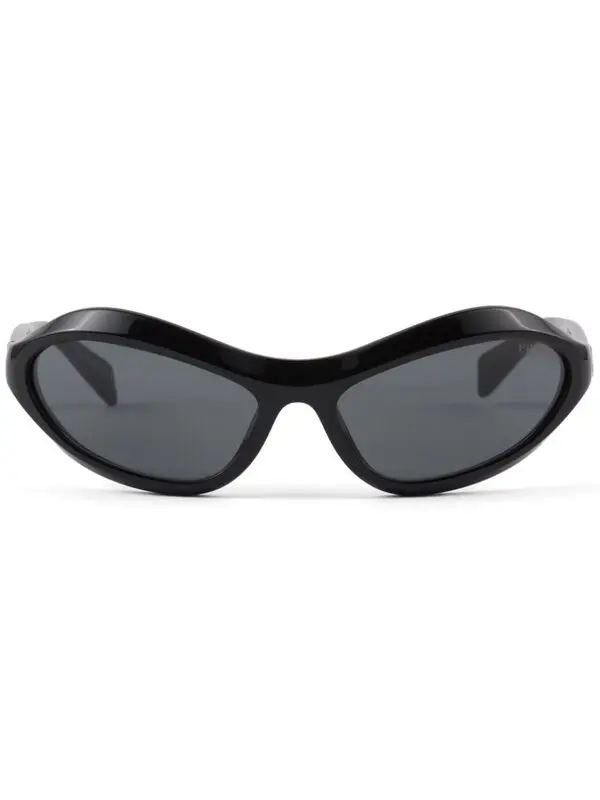 Prada Curved Shield-frame Sunglasses - Black