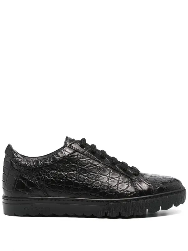 Kiton Crocodile-embossed Leather Sneakers