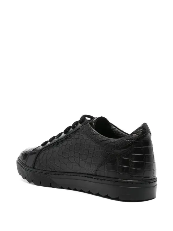 Kiton Crocodile-embossed Leather Sneakers