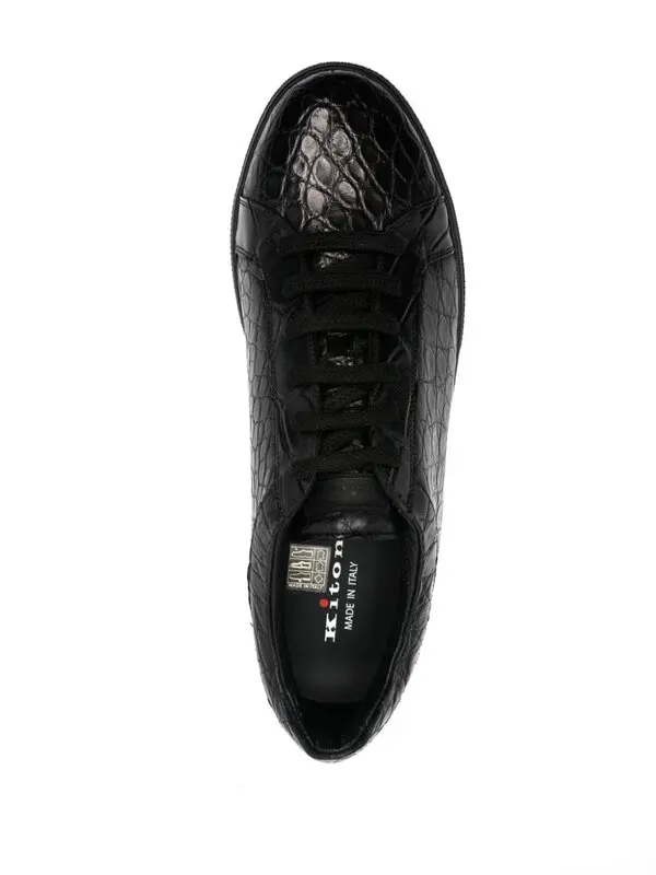 Kiton Crocodile-embossed Leather Sneakers