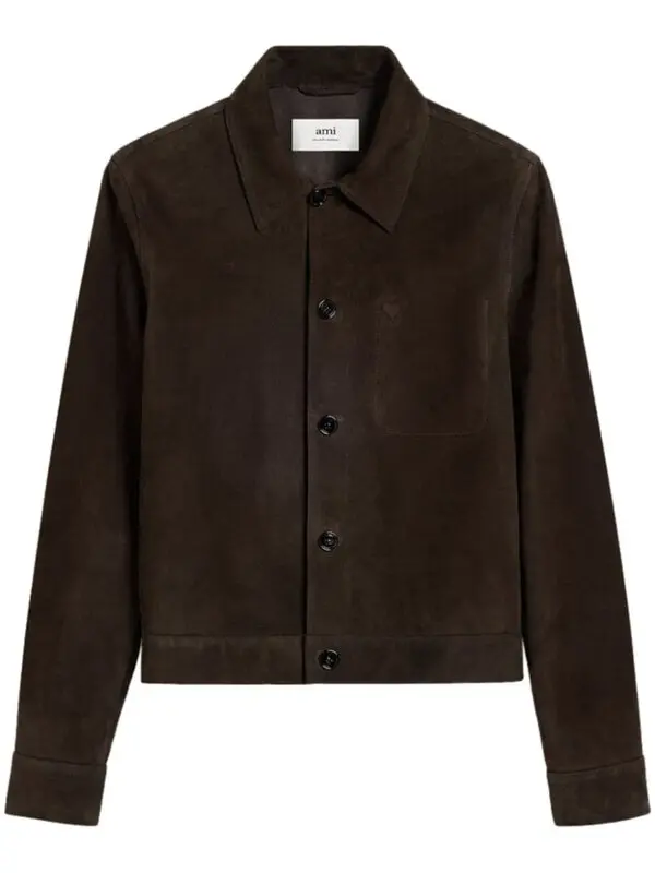 Ami Leather Button-down Overshirt