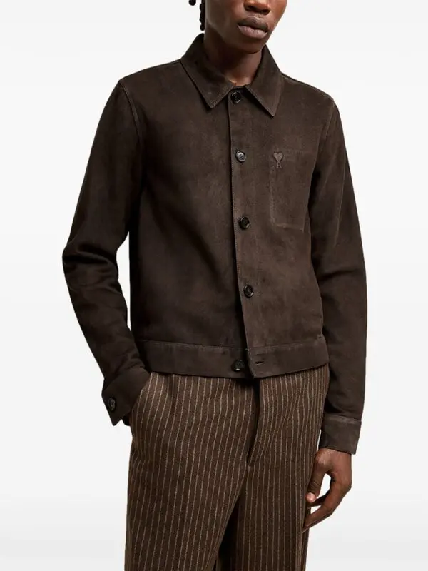 Ami Leather Button-down Overshirt