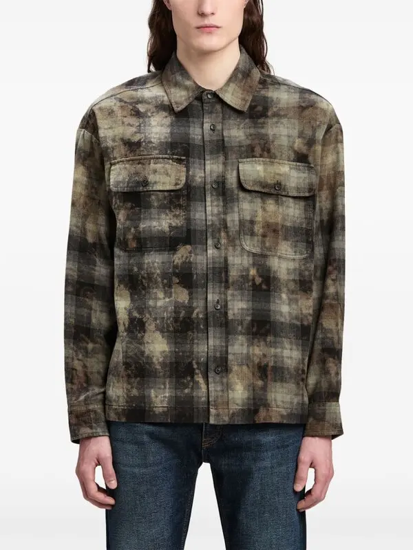 Palm Angels Logo-print Check-pattern Shirt - Grey