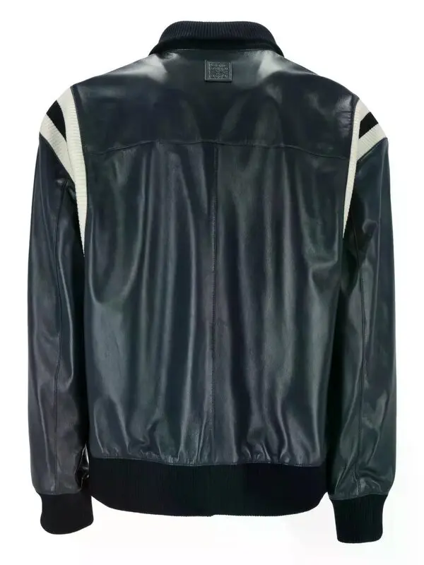 Loewe Panelled Leather Jacket - Blue