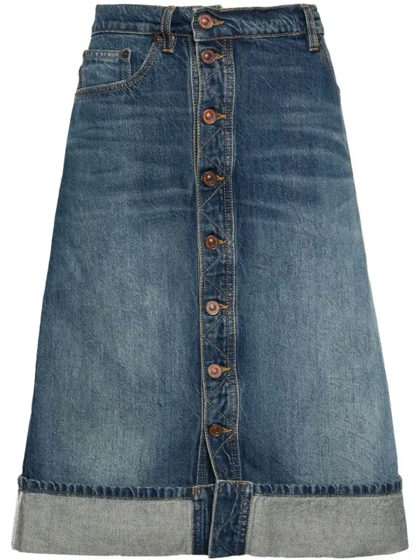 Victoria Beckham Mid-rise Denim Midi Skirt