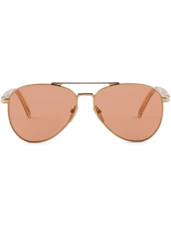Prada Engraved Logo Aviator Sunglasses