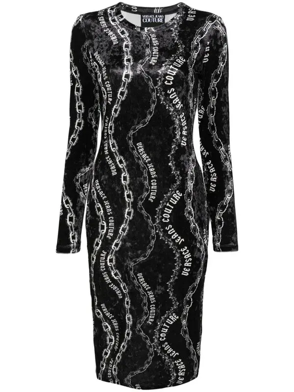 Versace Chain Print Midi Dress